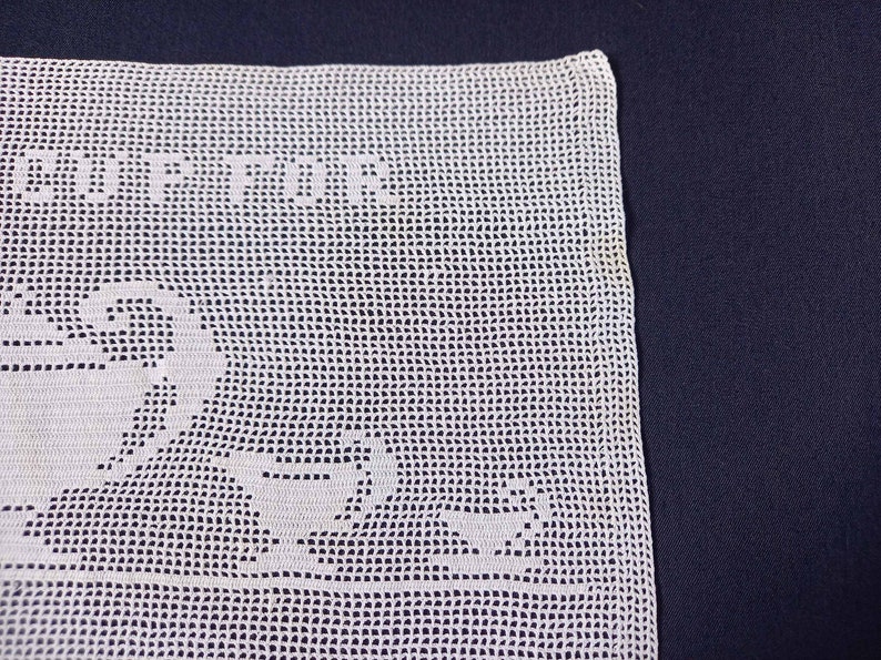 Vintage Filet Crochet Lace Mat-dresser Mat-doily-pictorial Crochet-take ...