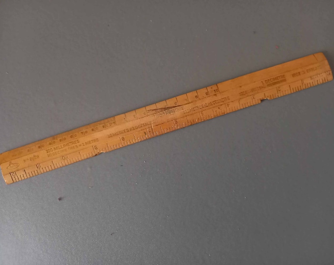 Vintage Helix Wooden Ruler-calculating-drawing-calculating-dekametre-millimetres-decimetres ...