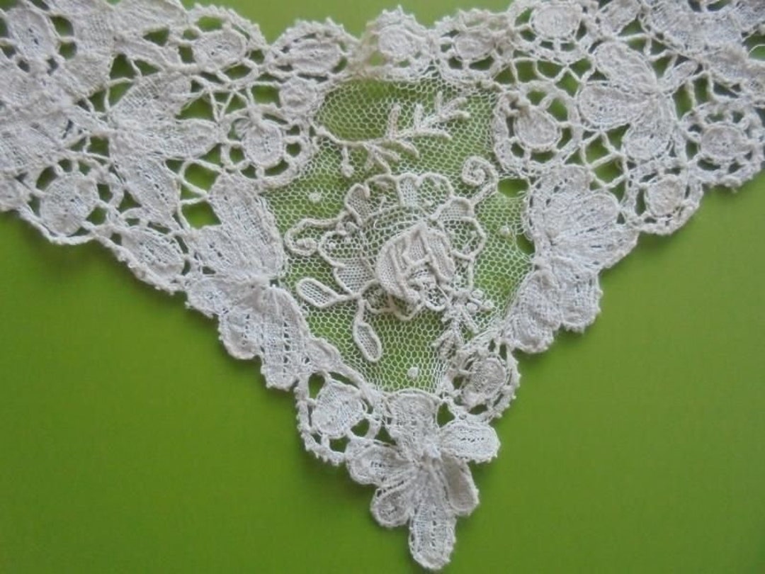Antique Brussels Lace Yoke-modesty Insert Dress Collar-19th Century ...