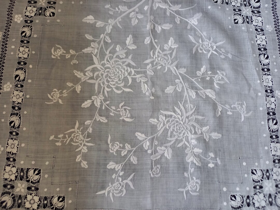 Antique Teneriffe Lace Tablecloth-hand Embroidered Lace-whitework ...