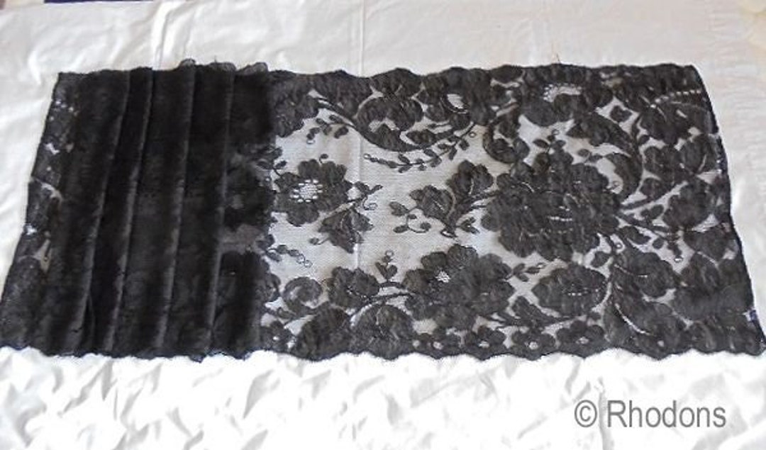 Victorian Black Lace Wrap-stole Hand Embroidery-outlines-levers Mill ...