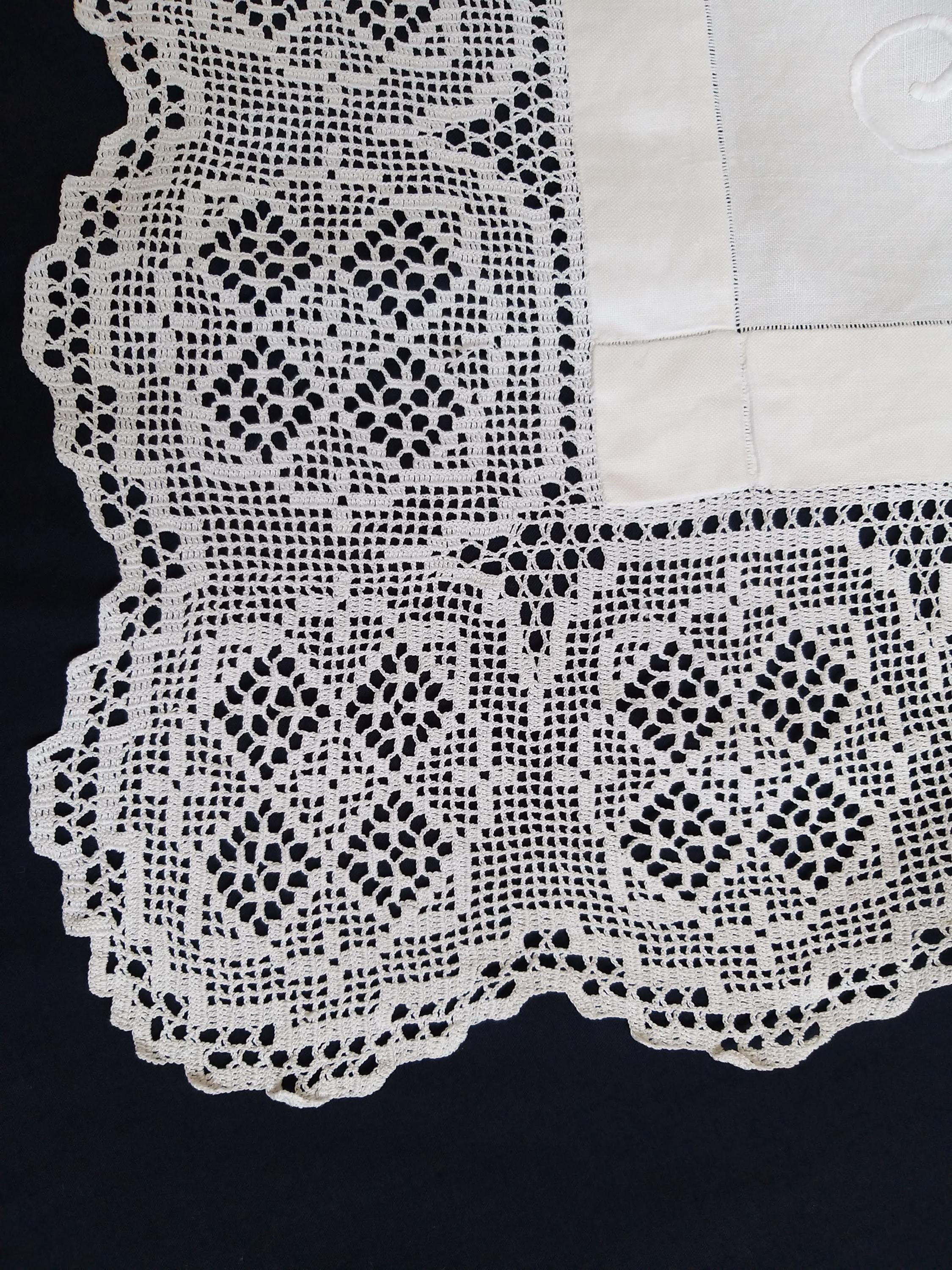 Antique Irish Linen and Crochet Lace Tablecloth-1920s - Etsy
