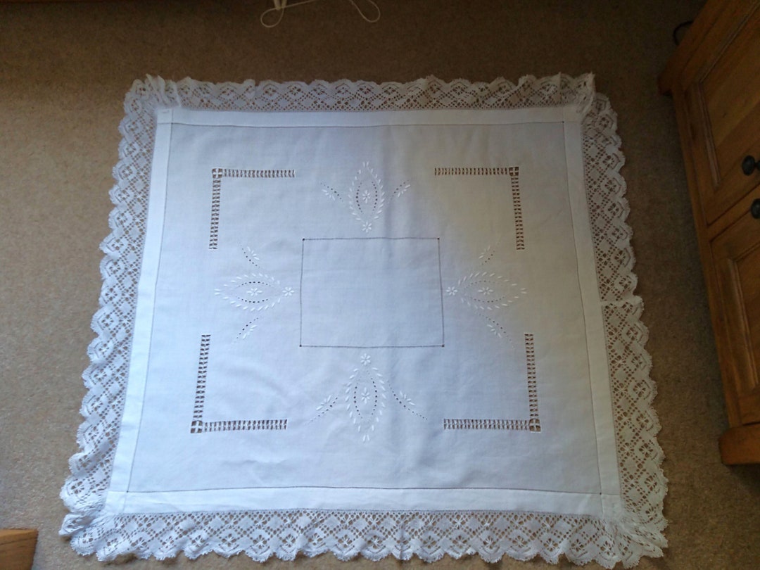 Victorian Art Nouveau Linen Tablecloth-handmade Tablecloth-hand ...