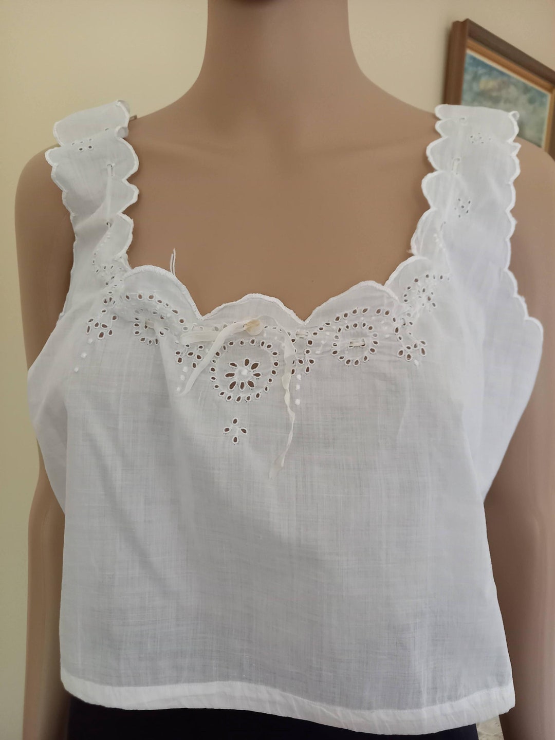 Antique 1910s / 20s Semi Sheer-hand Embroidered Broderie Anglaise ...