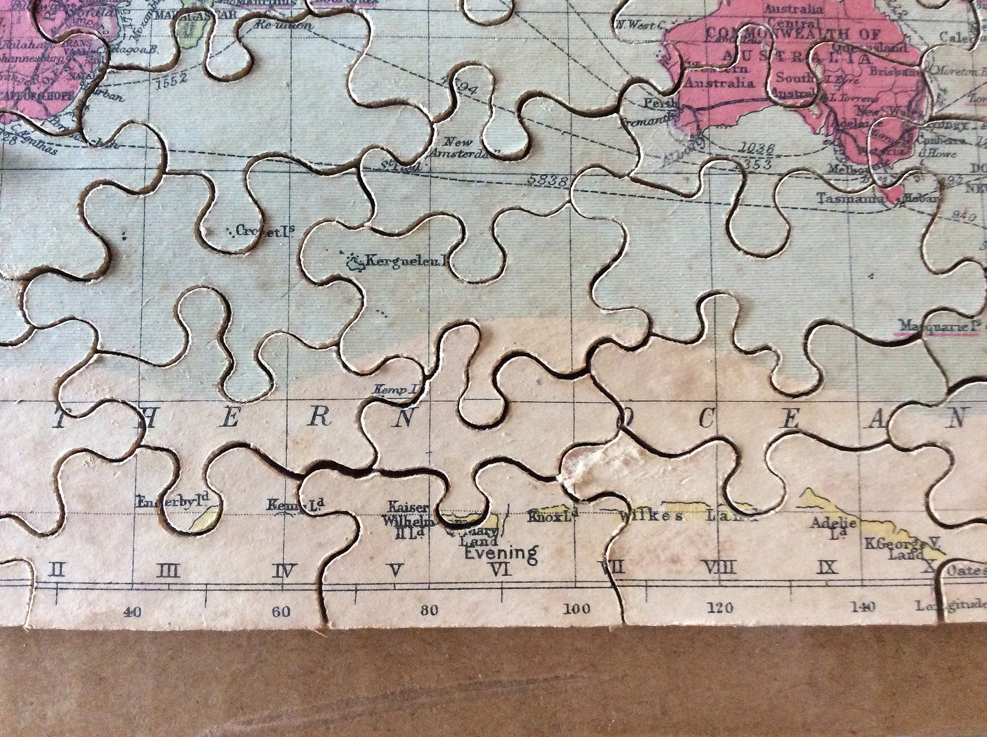 Antique Jigsaw-plywood Puzzle World Map Jigsaw-mercator - Etsy