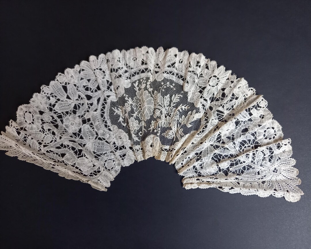 Antique Lace Fan Panel-victorian Lace Fan - Etsy