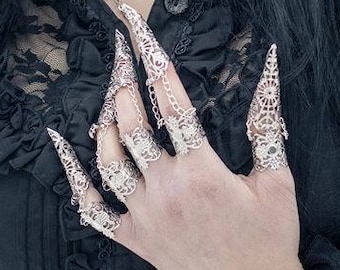 Black Claws, Gothic Glove With Claw Rings reynisfjara Halloween Hand ...