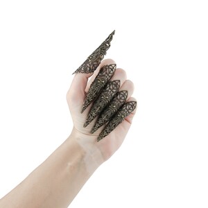 Extra Long Nail Claws "arya" Claw Rings Halloween Goth Wedding Gift ...