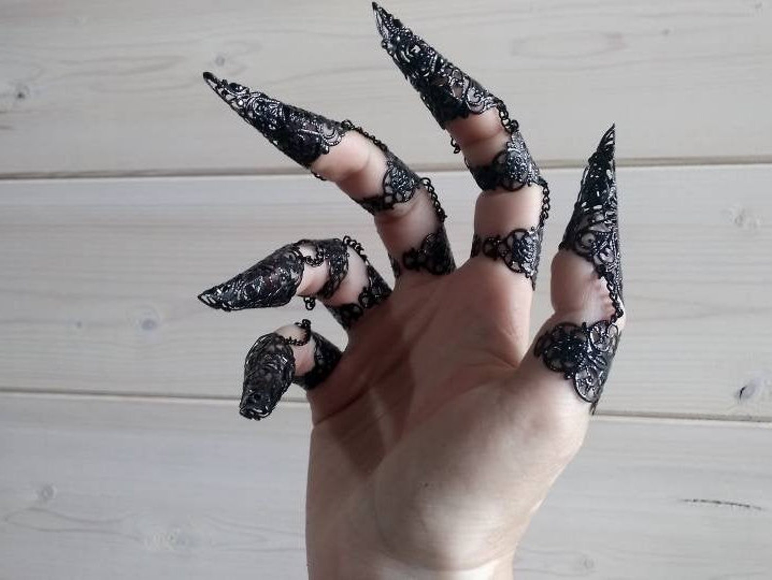 Black Finger Claw Rings sylva Gothic Nail | Etsy