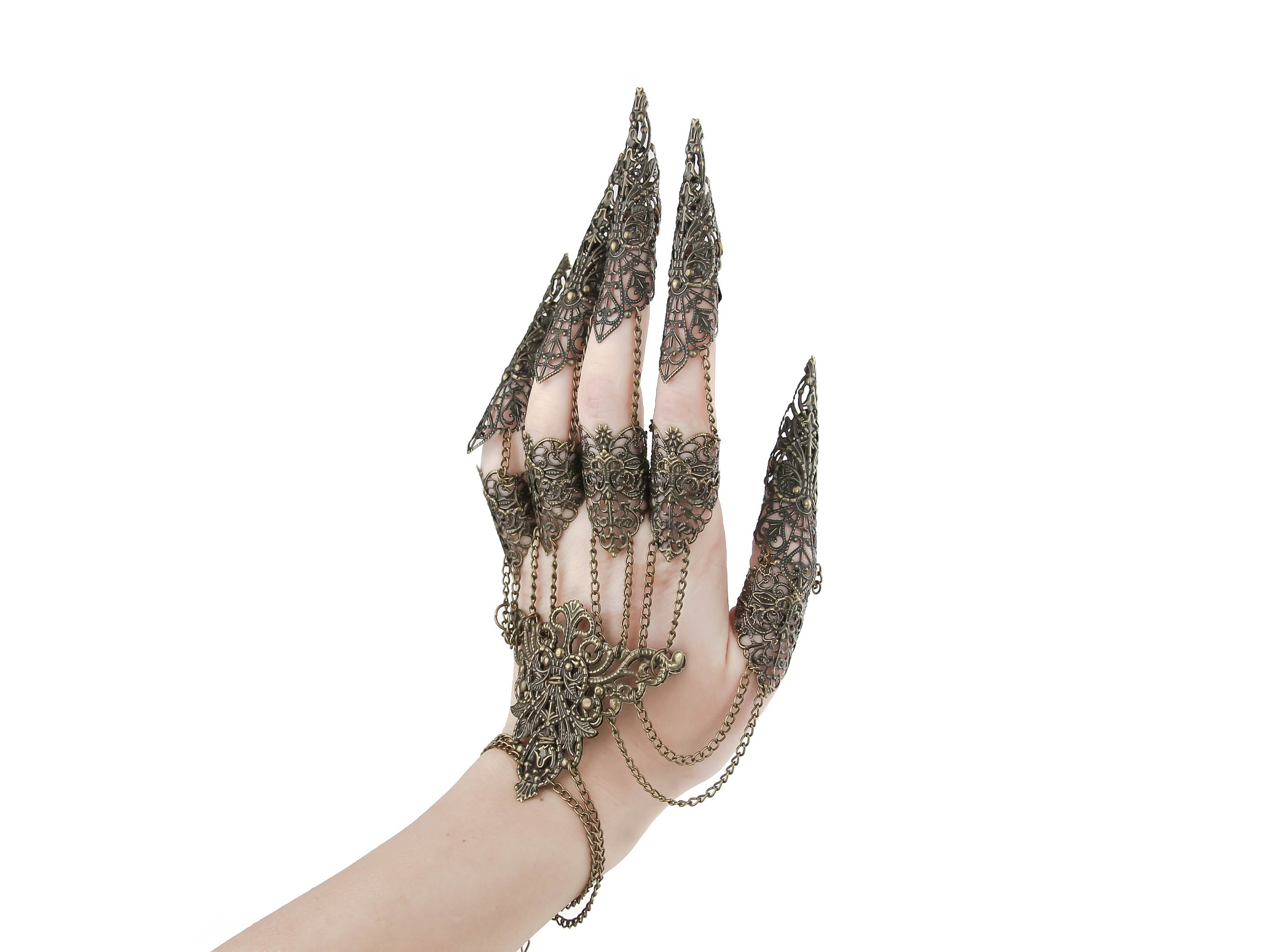 Full Hand Jewelry Goth Nail Claws "diablo" Hand Armor Gothic Hand Chain ...