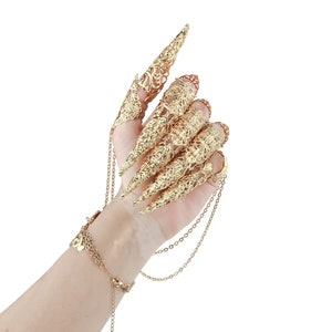 Full Hand Armor "maya" Claw Rings Gothic Nail Claws Halloween Ring Set ...