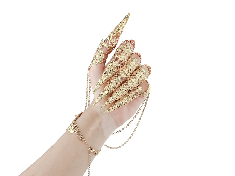 Rainbow Full Hand Armor "maya" Claw Rings Drag Queen Nail Claws ...
