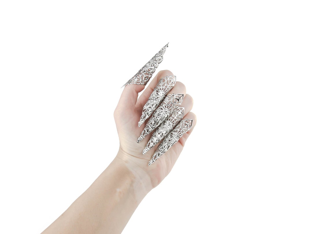Extra Long Nail Claws "arya" Claw Rings Halloween Goth Wedding Gift ...
