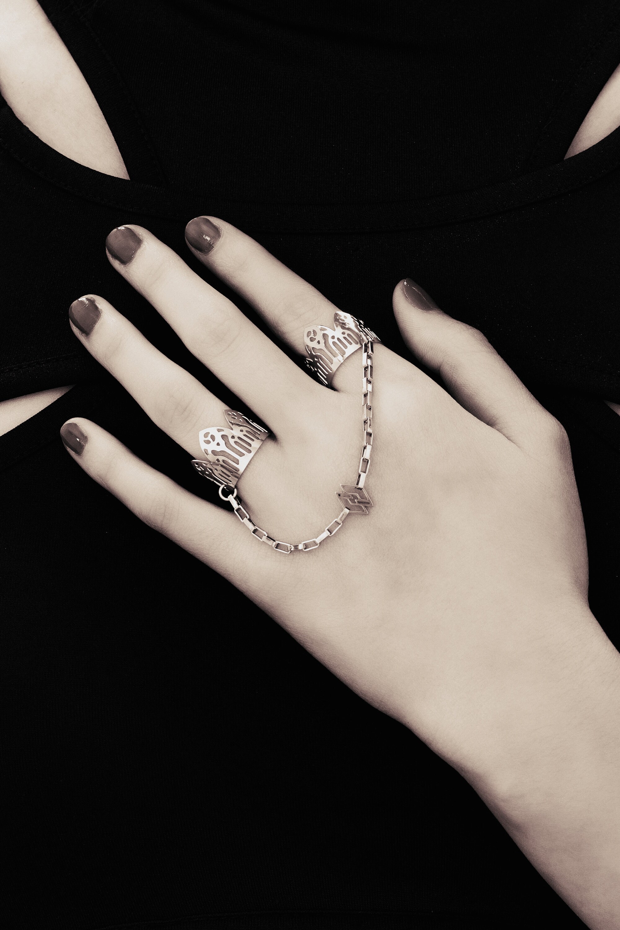 Goth Double Ring jinx Full Finger Ring Dark Ring | Etsy