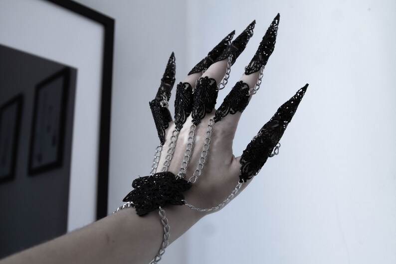 Black Claws Gothic Glove With Claw Rings - Etsy