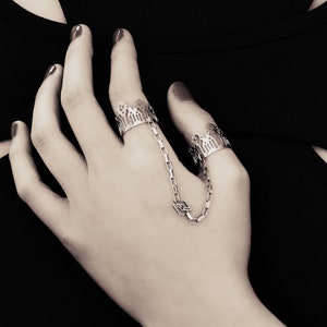 Goth Double Ring "jinx" Full Finger Ring, Dark Ring Set Gift for Goth ...