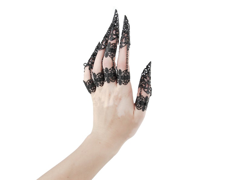 Whimsigoth Jewelry Full Finger Claw Rings "vix" Goth Nail Jewelry Gift ...