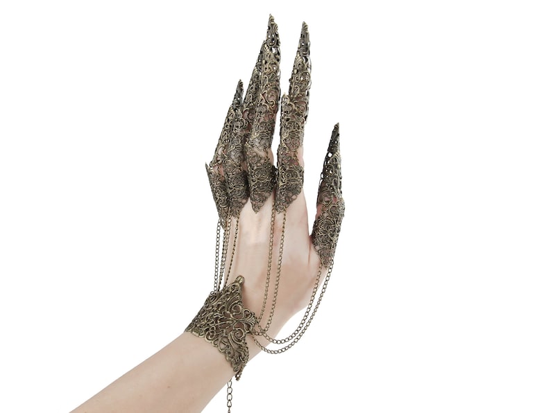 Rainbow Full Hand Armor "maya" Claw Rings Drag Queen Nail Claws ...