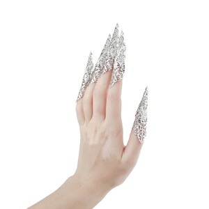 Extra Long Nail Claws "arya" Claw Rings Halloween Goth Wedding Gift ...
