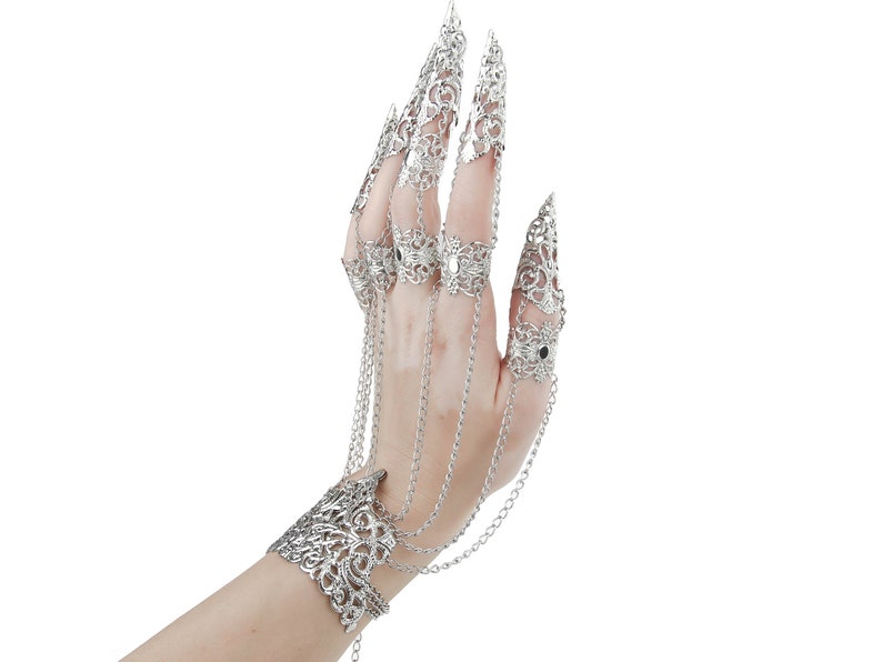 Full Hand Armor "neko" Claw Rings Halloween Nail Claws Filigree Rings ...
