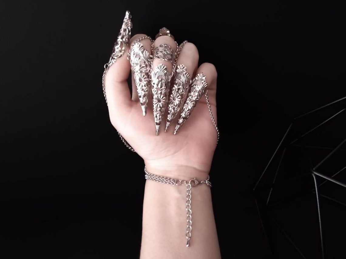 Full Hand Glove wyr Finger Armor Rings Dark | Etsy