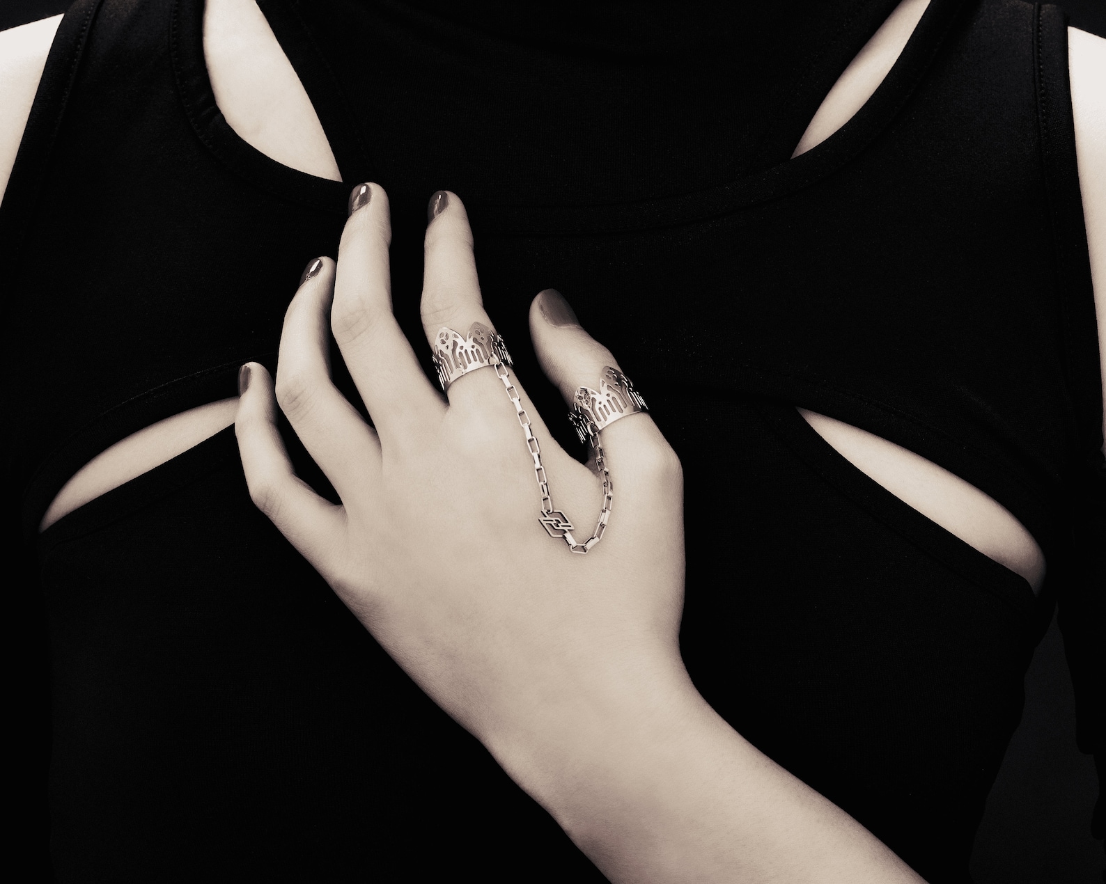 Goth Double Ring jinx Full Finger Ring Dark Ring | Etsy