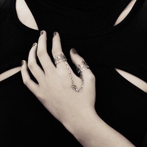 Goth Double Ring "jinx" Full Finger Ring, Dark Ring Set Gift for Goth ...