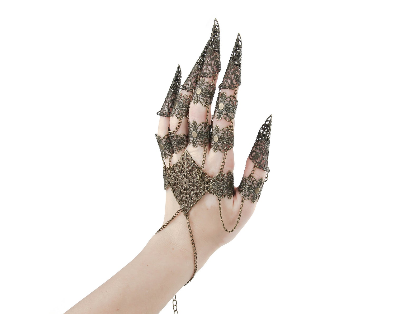 Full Hand Armor "tidde" Claw Rings Halloween Nail Claws Vampire Jewelry ...
