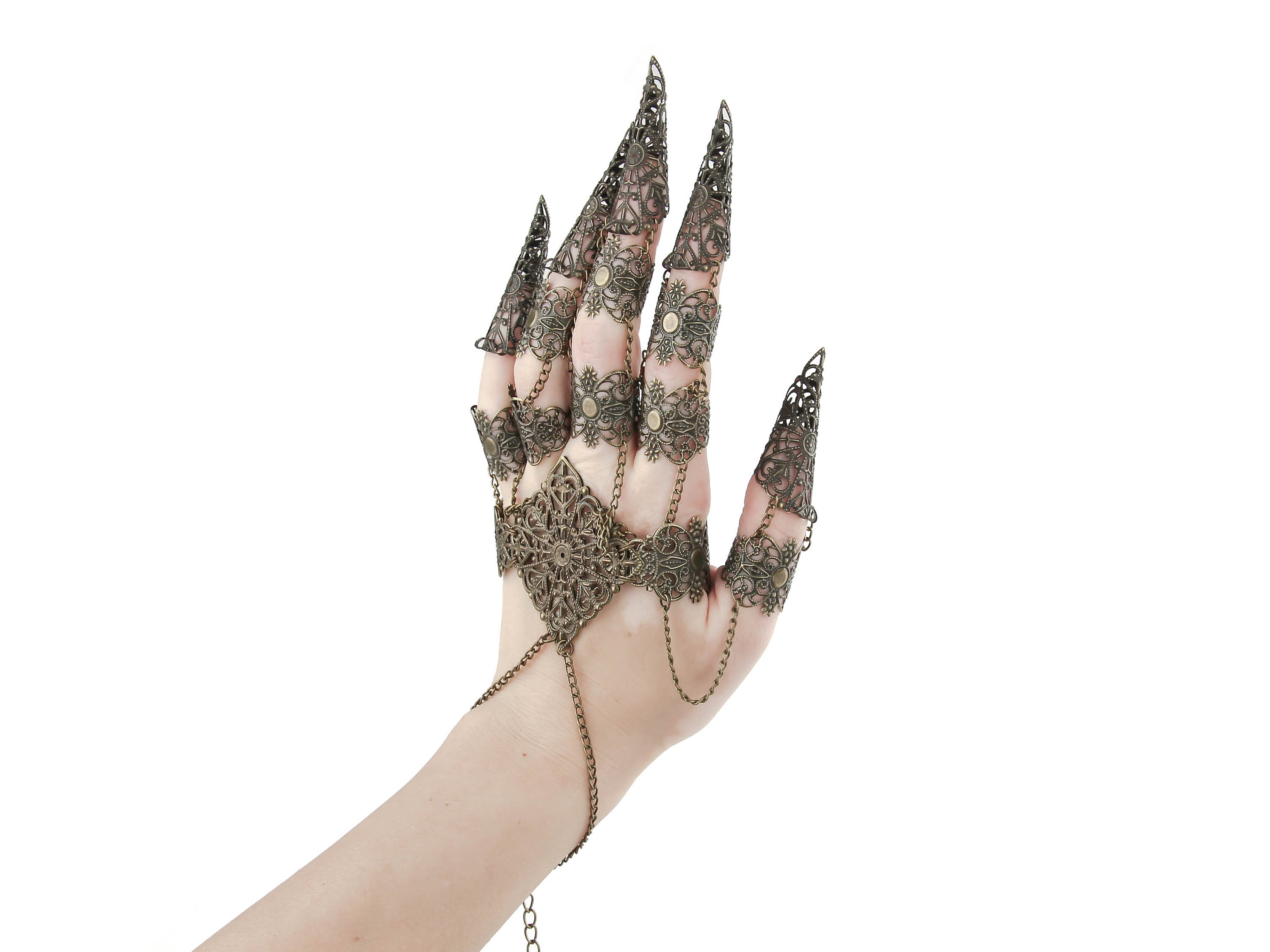 Full Hand Armor "tidde" Claw Rings Halloween Nail Claws Vampire Jewelry ...