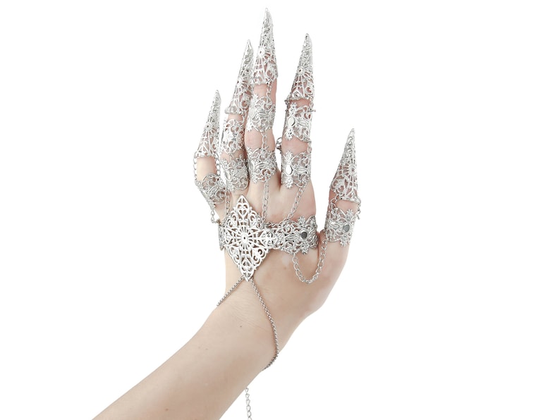 Full Hand Armor "tidde" Claw Rings Halloween Nail Claws Vampire Jewelry ...