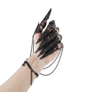 Full Hand Armor "maya" Claw Rings Gothic Nail Claws Halloween Ring Set ...