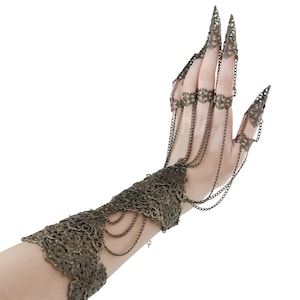 Goth Hand Armor "siha" Full Hand Metal Glove With Claw Rings, Horror ...