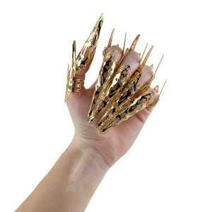 Dark Sci-fi Armor Claw Ring "spectra" Bold Full Finger Claw Rings ...