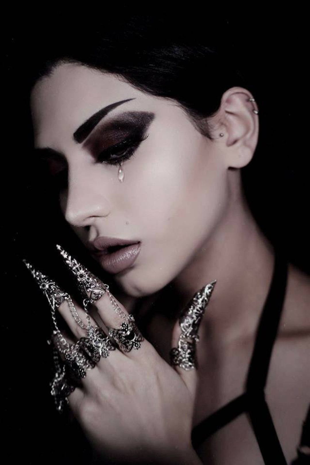 Hand Armor Finger Claws Goth Halloween Gift Claw Rings "kali", Dark ...