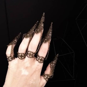 Full Hand Armor "alik" Gothic Finger Claws - Dark Nail - Dark Jewelry ...