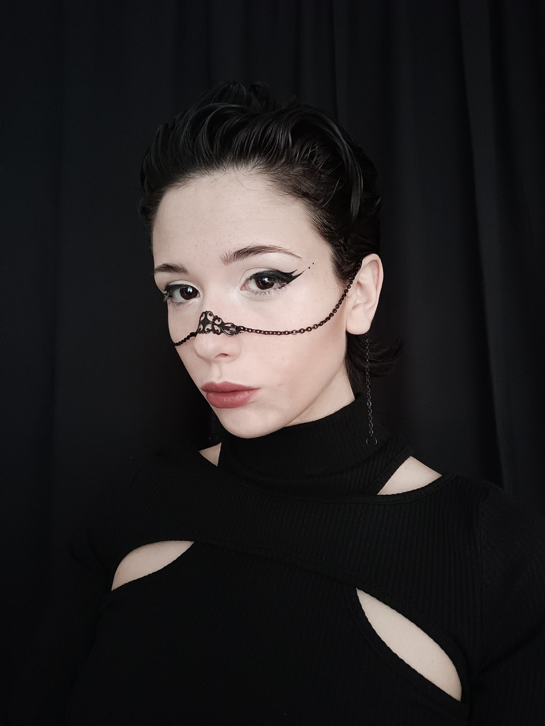 Nose Chain "akasha" Filigree Face Jewelry - Gothic Mask, Goth ...