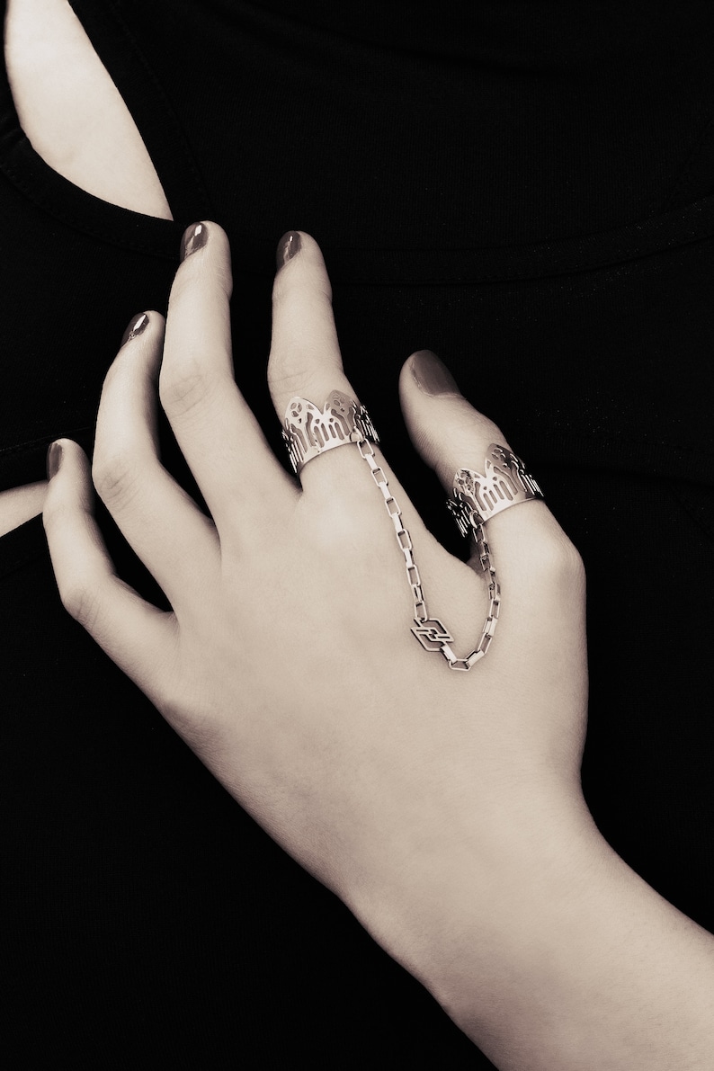 Goth Double Ring jinx Full Finger Ring Dark Ring - Etsy Australia