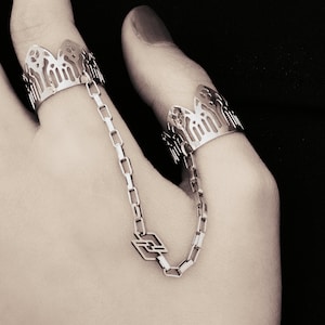 Goth Double Ring "jinx" Full Finger Ring, Dark Ring Set Gift for Goth ...