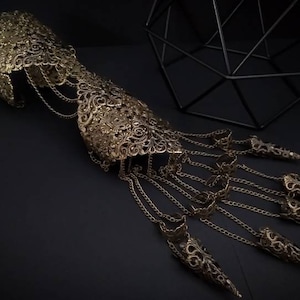 Goth Hand Armor "siha" Full Hand Metal Glove With Claw Rings, Horror ...