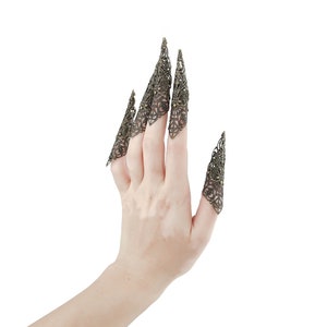 Extra Long Nail Claws "arya" Claw Rings Halloween Goth Wedding Gift ...