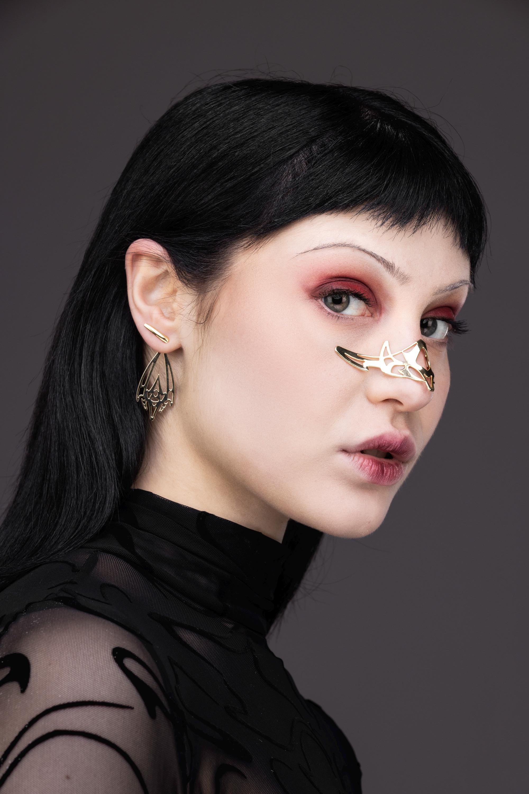 Sci-fi Neo Goth Nose Piece "dakon" Nose Jewelry Face Accessory - Gothic ...