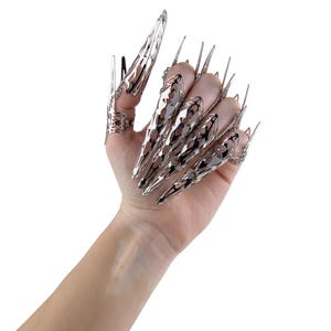 Dark Sci-fi Armor Claw Ring "spectra" Bold Full Finger Claw Rings ...