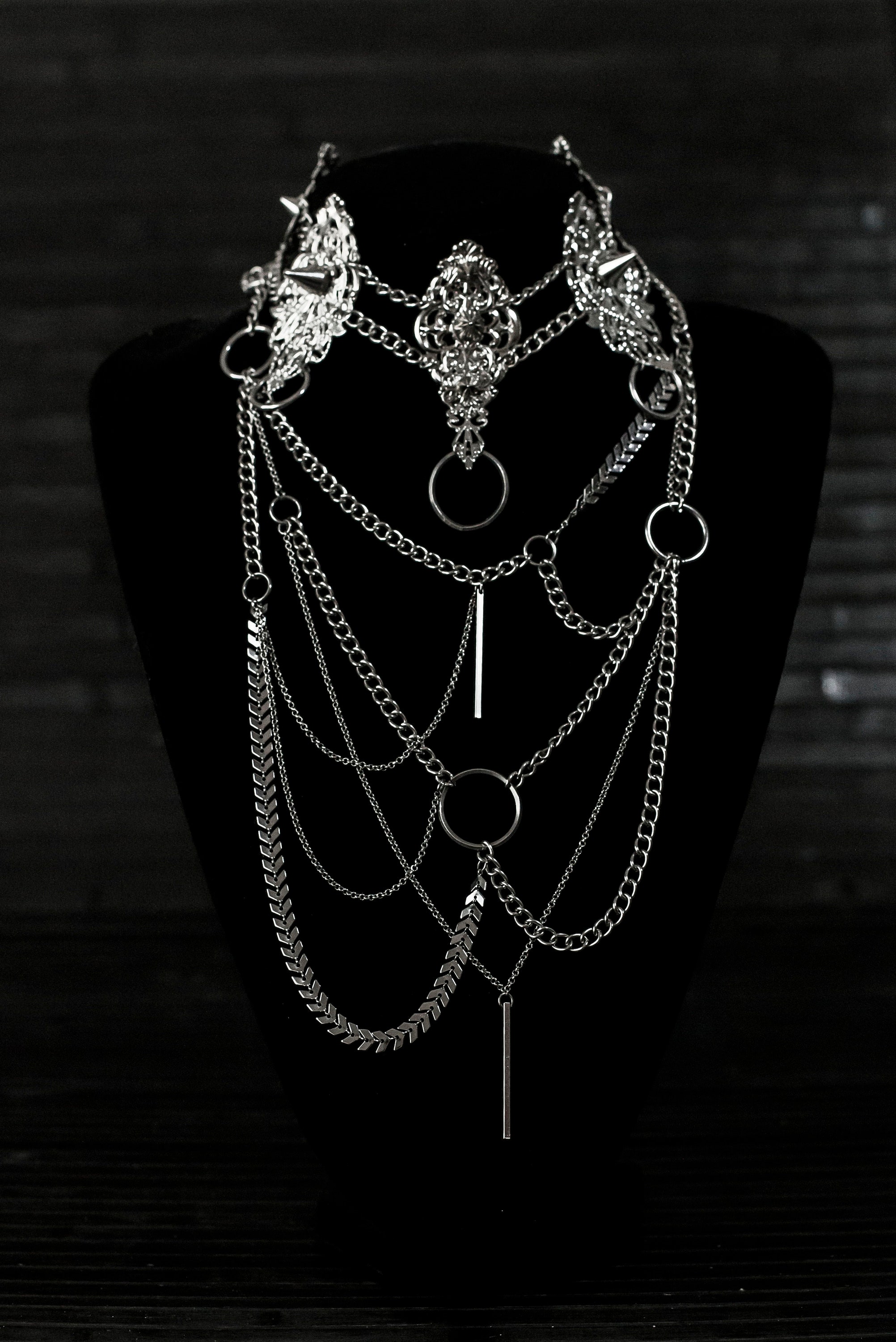 Multi Layer Necklace "bohm" , Gothic Gift for Her, Horror Jewelry ...