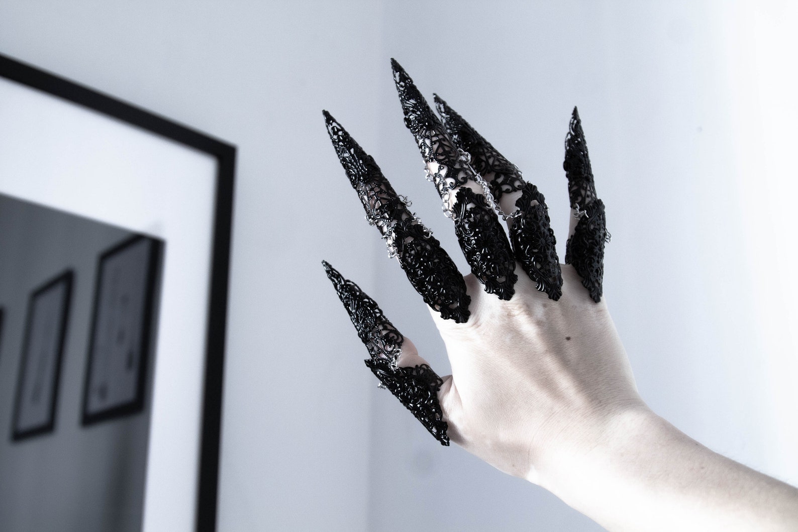 Gothic Claw Rings, Full Finger Claws Midi Ring "stokksnes" Vampire ...