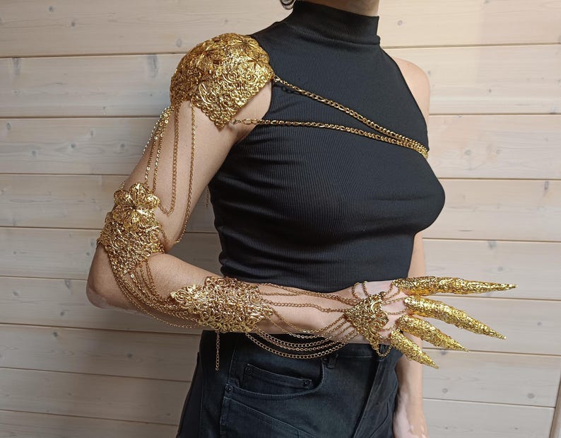 Full Arm Armor With Claws “anne” Shoulder Armor With Claw Rings Gothic ...