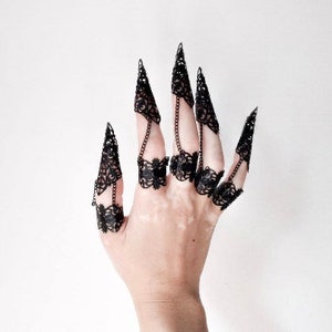 Hand Armor Finger Claws Goth Halloween Gift Claw Rings "kali", Dark ...