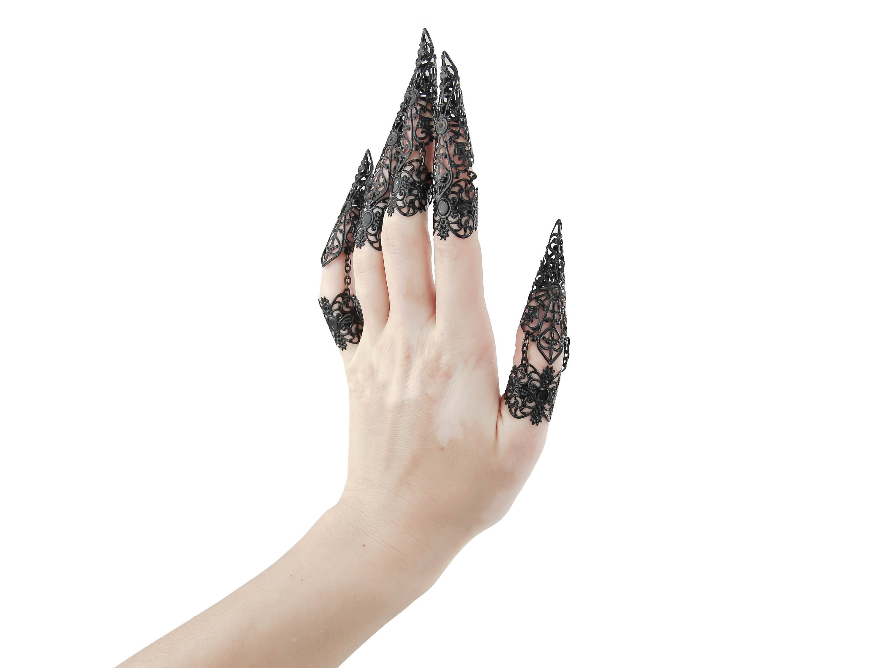 Black Finger Claws "syl" - Hand Armor Ring - Drag Queen Accessories ...