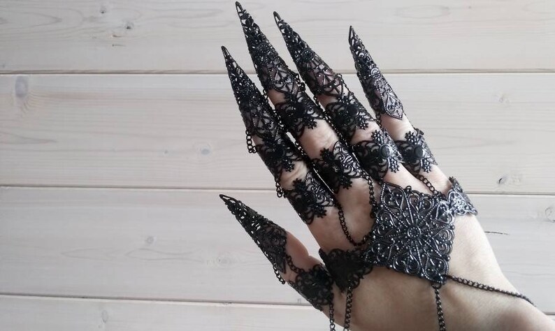 Black Full Hand Armour Tidde Black Claw Rings | Etsy