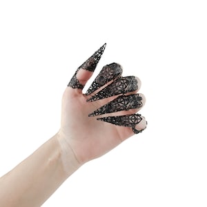 Black Finger Claws syl Hand Armor Ring Drag Queen Accessories ...