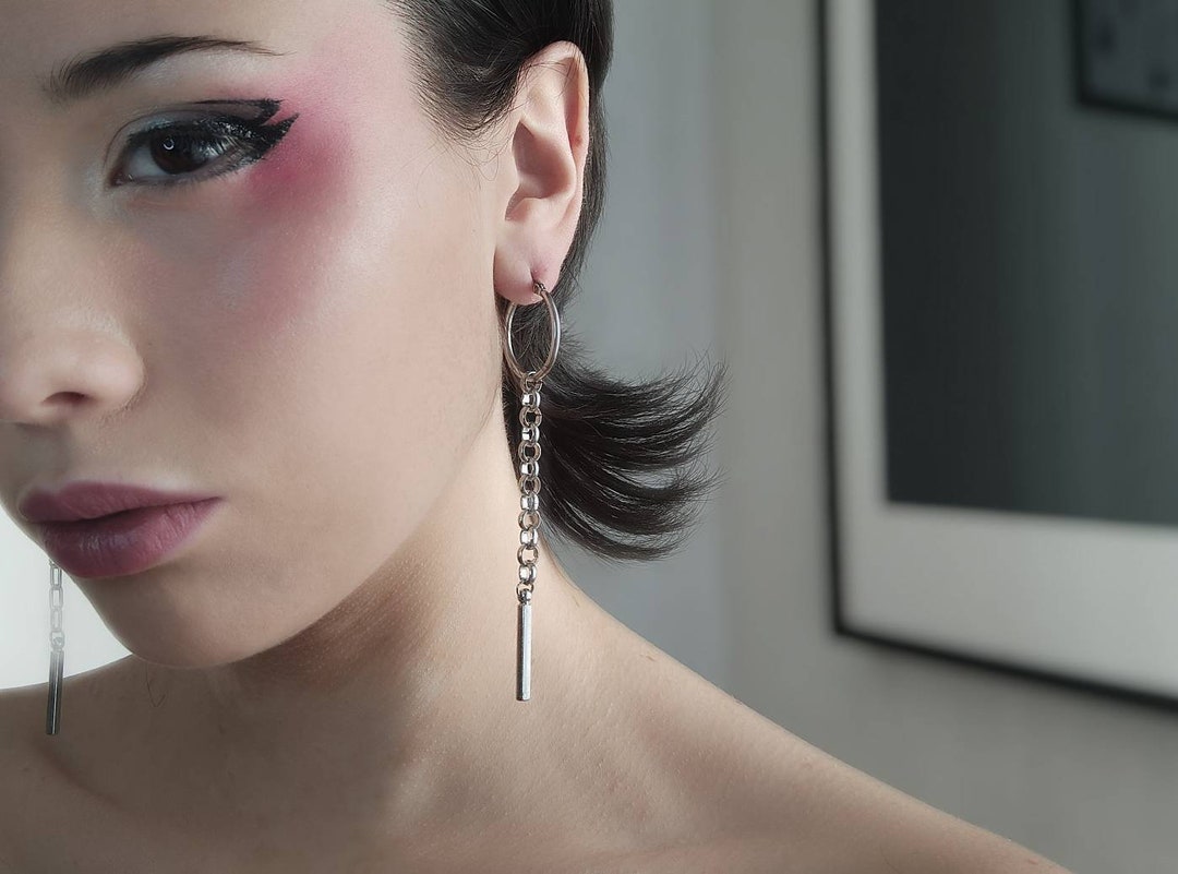 Y2K Hoop Earrings Grunge Chain Style Earrings "hoop Me" - Jewels Y2K ...